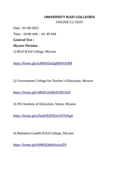 Bed Mock Test Links Pdf