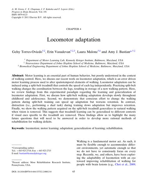 Pdf Locomotor Adaptation