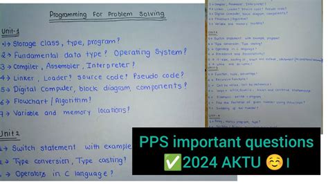 pps important questions aktu cse wale programming for problem solving