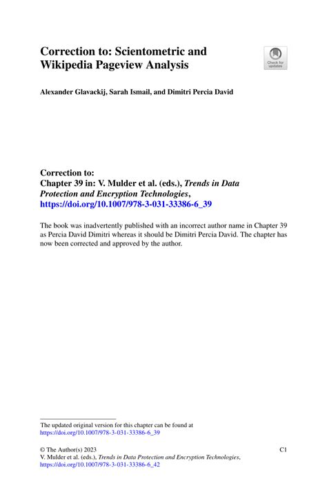 Pdf Correction To Scientometric And Wikipedia Pageview Analysis