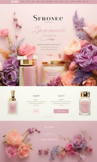 Premium Ai Image Website Of Boutique Womens Fragrance Store Soft Pastel Colors And Flora