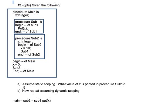 Solved 13 6pts Given The Following Xlnteger Procedure