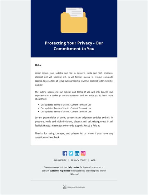 Privacy Policy Email Template Unlayer