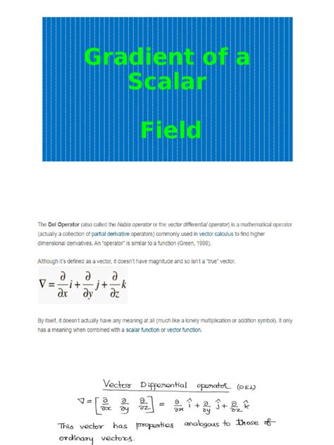 6 del operator gradient of a scalar field pdf gradient derivative