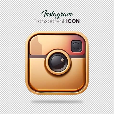 카메라 인스타 아이콘 황금 3d 인스타그램 로고 미래 카메라 고립 투명 배경 프리미엄 Ai 생성 Psd