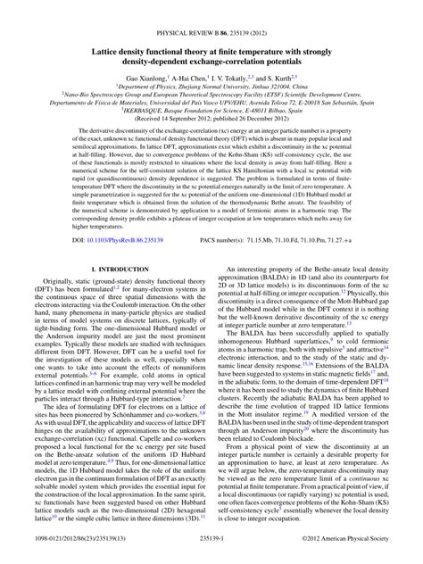 Pdf Lattice Density Functional Theory At Finite Temperature With