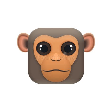 Cute Monkey Face In Comic Avatar Adorable Animal Head In Square Shape