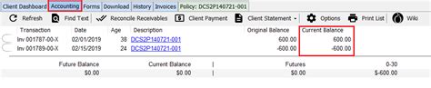Clear Offsetting Client Invoice Amounts From Account Tab Agency