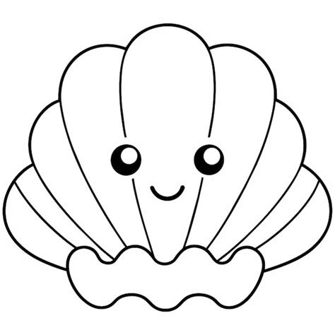 Cute Shellfish Vector Illustration Line Art Premium Ai Generated Vector