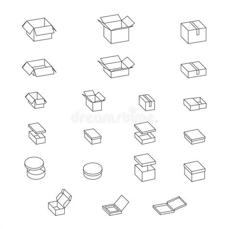 Boxes Outline Drawings Stock Vector Illustration Of Vector