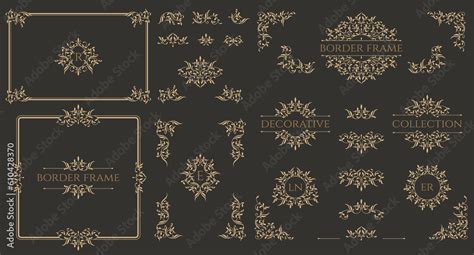 Set Of Decorative Title Borders Corners And Monograms Frame Graphic Design Page Ornamental