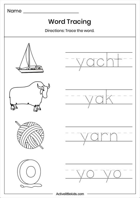 Letter Y Word Tracing Worksheet In 2025 Letter Y Worksheets