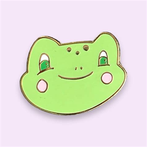 Frogger Face Enamel Pin Fun Affordable Cute Crywolf