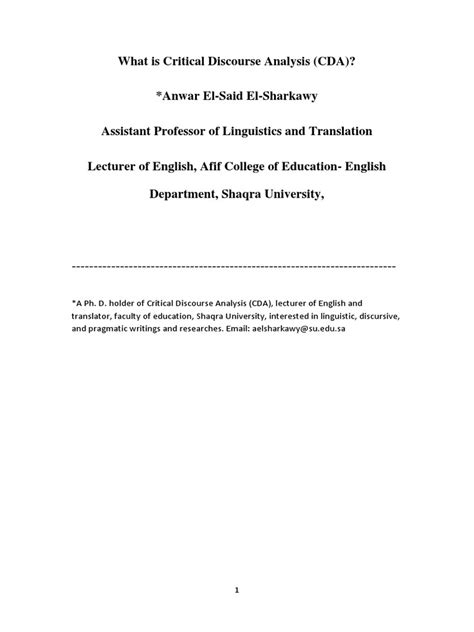 What Is Critical Discourse Analysis Pdf Discourse Linguistics