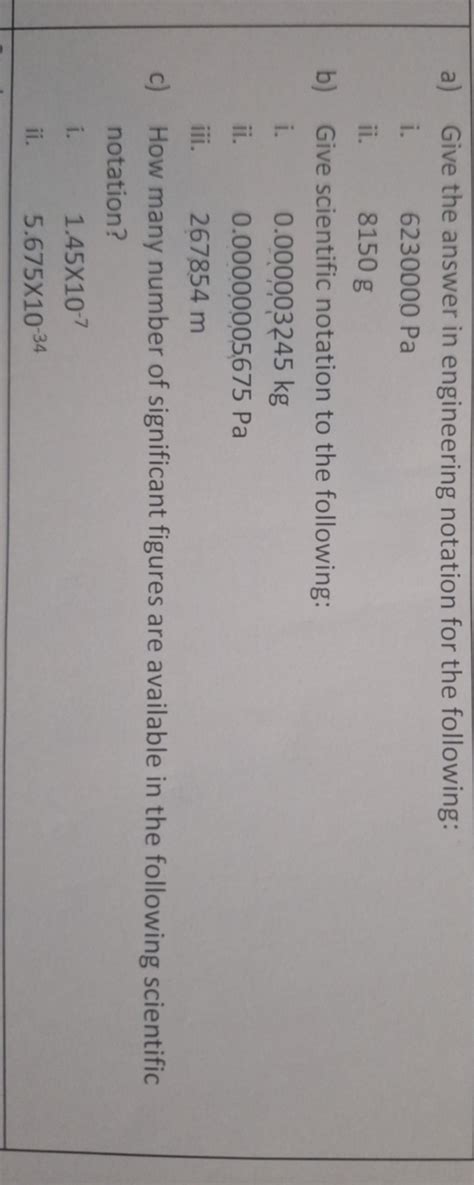 A Give The Answer In Engineering Notation For The Following I 6230000