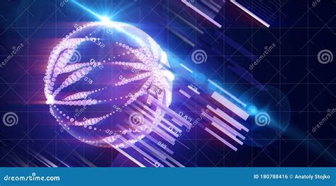 abstract concept of analysis spherical array data big data glowing