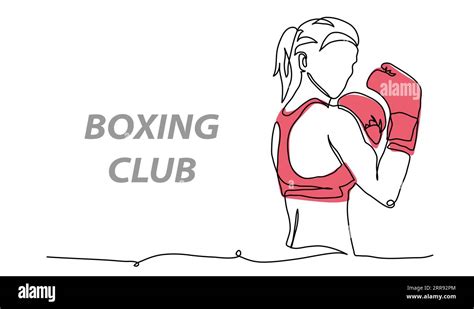 Boxer Girl Vector Illustration One Continuous Line Art Drawing Of