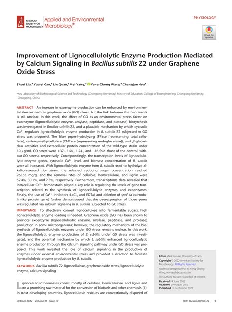Improvement Of Lignocellulolytic Enzyme Production Mediated By Calcium Signaling In Bacillus