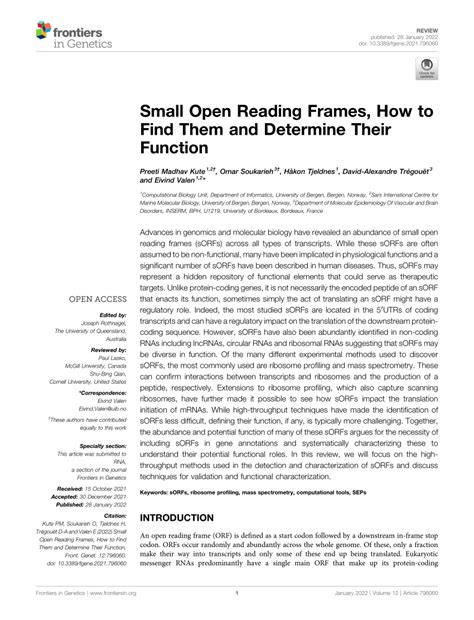 pdf small open reading frames how to find them and determine their