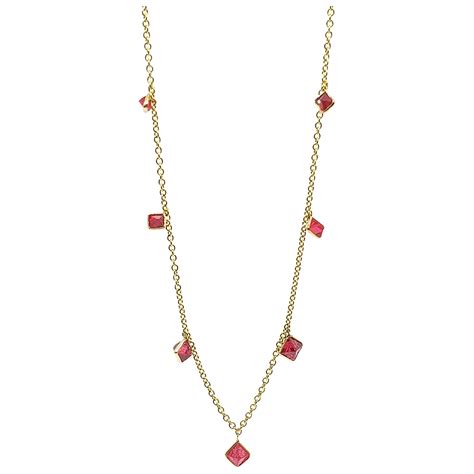 Alison Nagasue Natural Untreated Red Spinel Crystal Droplet Yellow Gold Necklace For Sale At 1stdibs