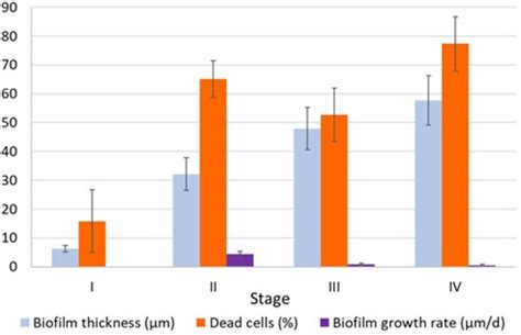 Evolution Of The Biofilm Thickness The Biofilm Growth Rate And The Download Scientific Diagram