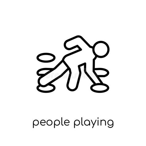 People Playing Twister Icon Icon Trendy Modern Flat Linear Vect Stock Vector Illustration Of