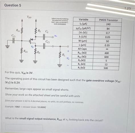Solved Question 5 1 Pts Voo Variable Pmos Transistor Oxford