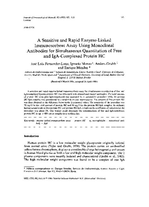 Pdf A Sensitive And Rapid Enzyme Linked Immunosorbent Assay Using Monoclonal Antibodies For