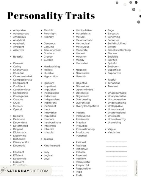 Personality Traits List 137 Examples Of Personality Traits Saturdayt Writing Personality Traits List 137 Examples Of Personality Traits Saturdayt Writing