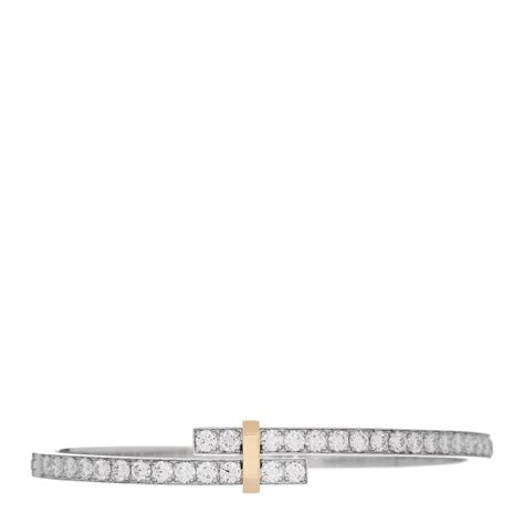 Tiffany Platinum 18k Yellow Gold Diamond Edge Hinged Bypass Bangle Bracelet 1402160 Fashionphile