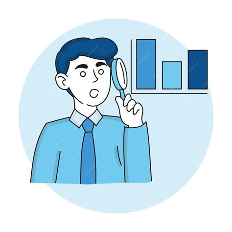 Premium Vector Man With Magnifier And Bar Chart Data Analysis Statistics Statistical