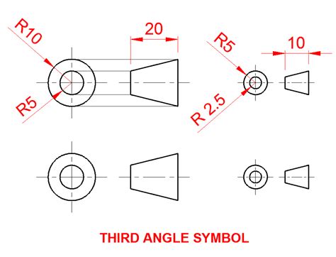 how to draw third angle projection symbol design talk