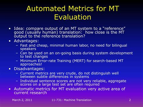 Ppt Automated Metrics For Mt Evaluation Powerpoint Presentation Free