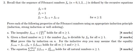 solved 2 recall that the sequence of fibonacci numbers fn