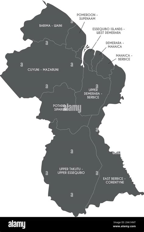 Vector Map Of Guyana With Regions And Administrative Divisions