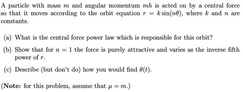 Solved A Particle With Mass M And Angular Momentum Mh Is Chegg