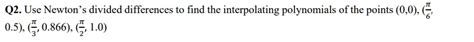 Q2 Use Newtons Divided Differences To Find The Interpolating Polynomials Of The Points 05 Q2 Use