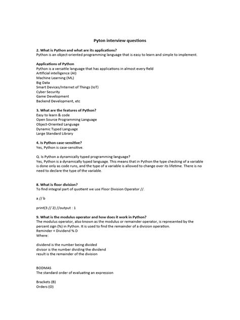 python interview questions ccbp format download free pdf control