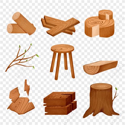 나무 일러스트 판자 재료 이파리 그루터기 걸상 Png 일러스트 무료 다운로드 Lovepik