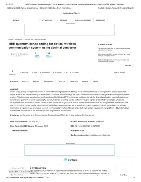 pdf mrr quantum dense coding for optical wireless communication system using decimal convertor