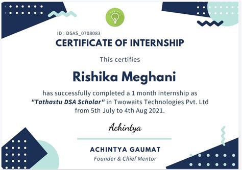 Rishika Meghani On Linkedin Internship Opportunity