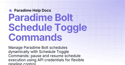 paradime bolt schedule toggle commands paradime help docs