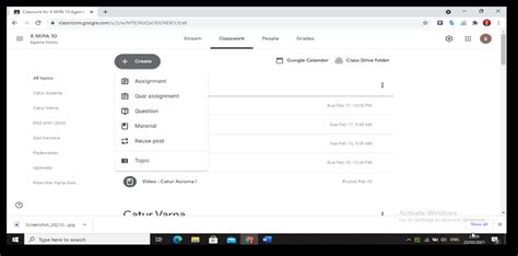Question Pada Fitur Classwork Source Prepared By Author2023