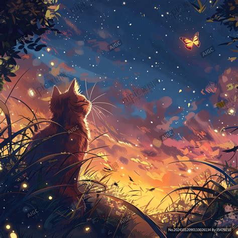 ai创作图插画夕阳下 美好的夜晚插画 梦幻夜景插画 光晕梦幻插画 萤火虫之夜插画海报 月光插画月光下 插画落日 治愈系插画插图 黄昏场景插画