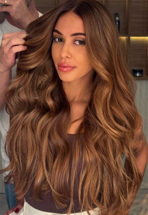 33 Caramel Brown Hair Colour Ideas Golden Honey Cascade Long Waves