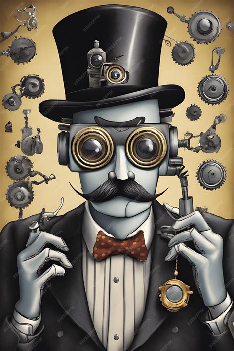 premium ai image robot wearing fake moustache business promotion avatar