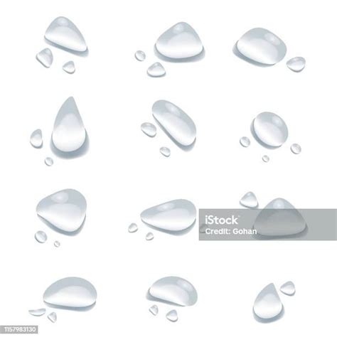 흰색 배경 명확한 드롭 요소 디자인 시작 및 비오는 결정 벡터에 격리 현실적인 물 방울 벡터 0명에 대한 스톡 벡터 아트 및 기타 이미지 Istock