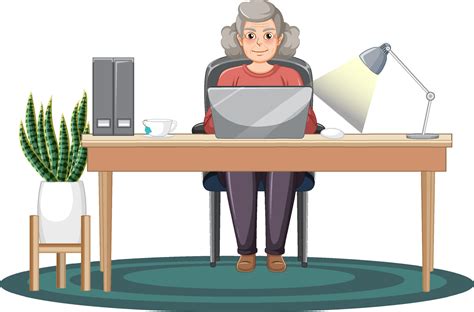 Old Woman Using Laptop 13558602 Vector Art At Vecteezy
