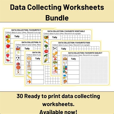 Mash 3rd 4th Class Data Collecting Worksheets Bundle