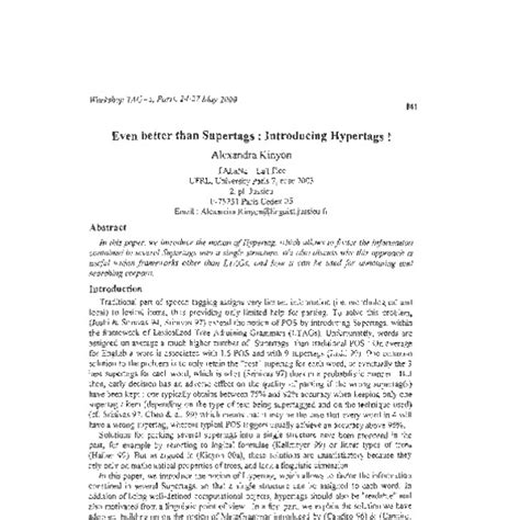 Even Better Than Supertags Introducing Hypertags Acl Anthology